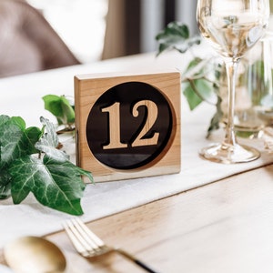 Wood Table Numbers for Wedding Transparent Smokey Acrylic Gold Number ...