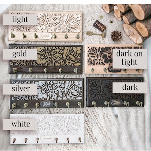 Personalized Ash Wood Key Holder With Metal Hooks - Etsy