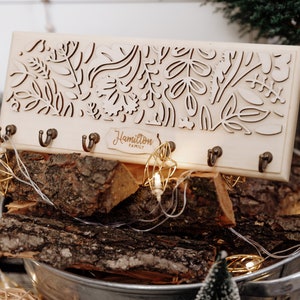 Personalized Ash Wood Key Holder With Metal Hooks - Etsy