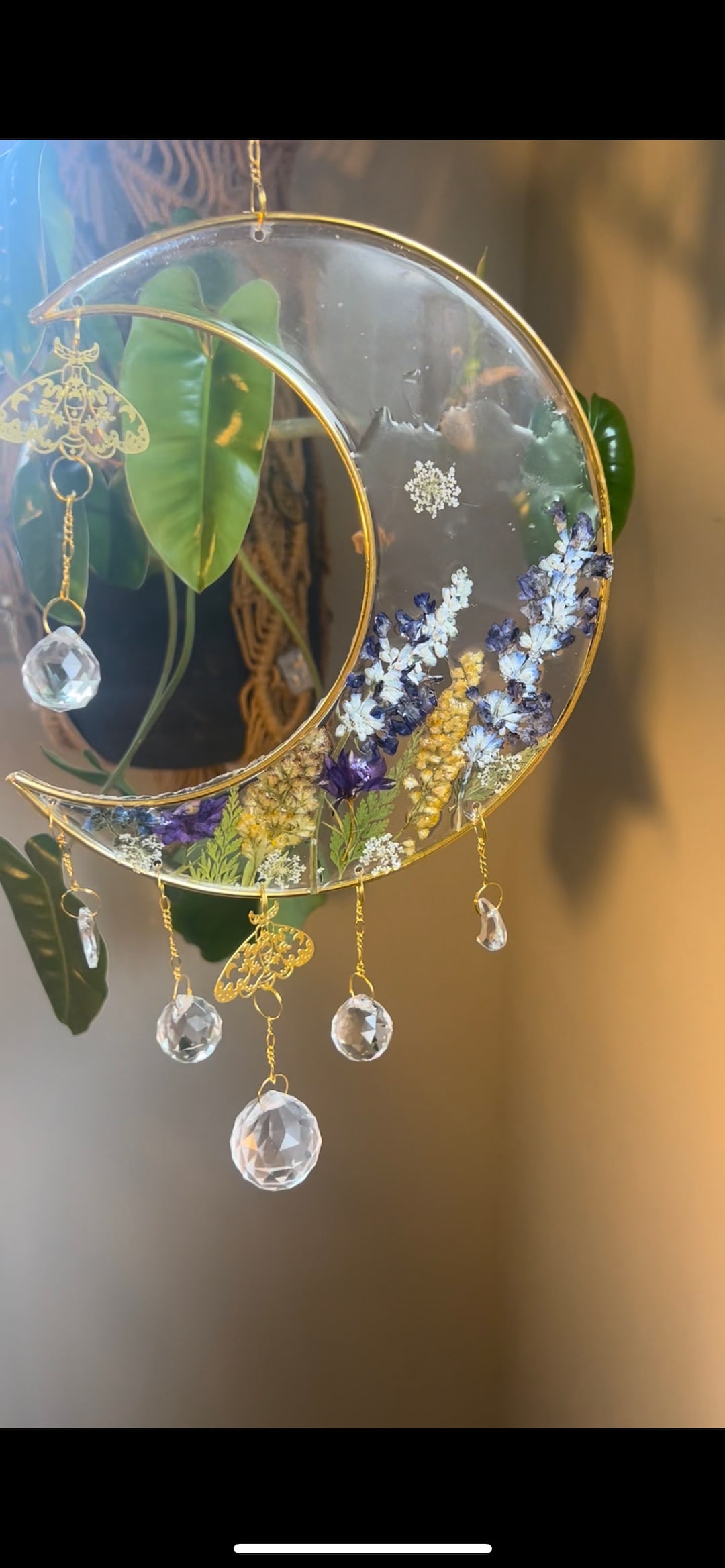 Moon Sun Catcher | Rainbow Prism Maker | Pressed Flowers | Resin ...