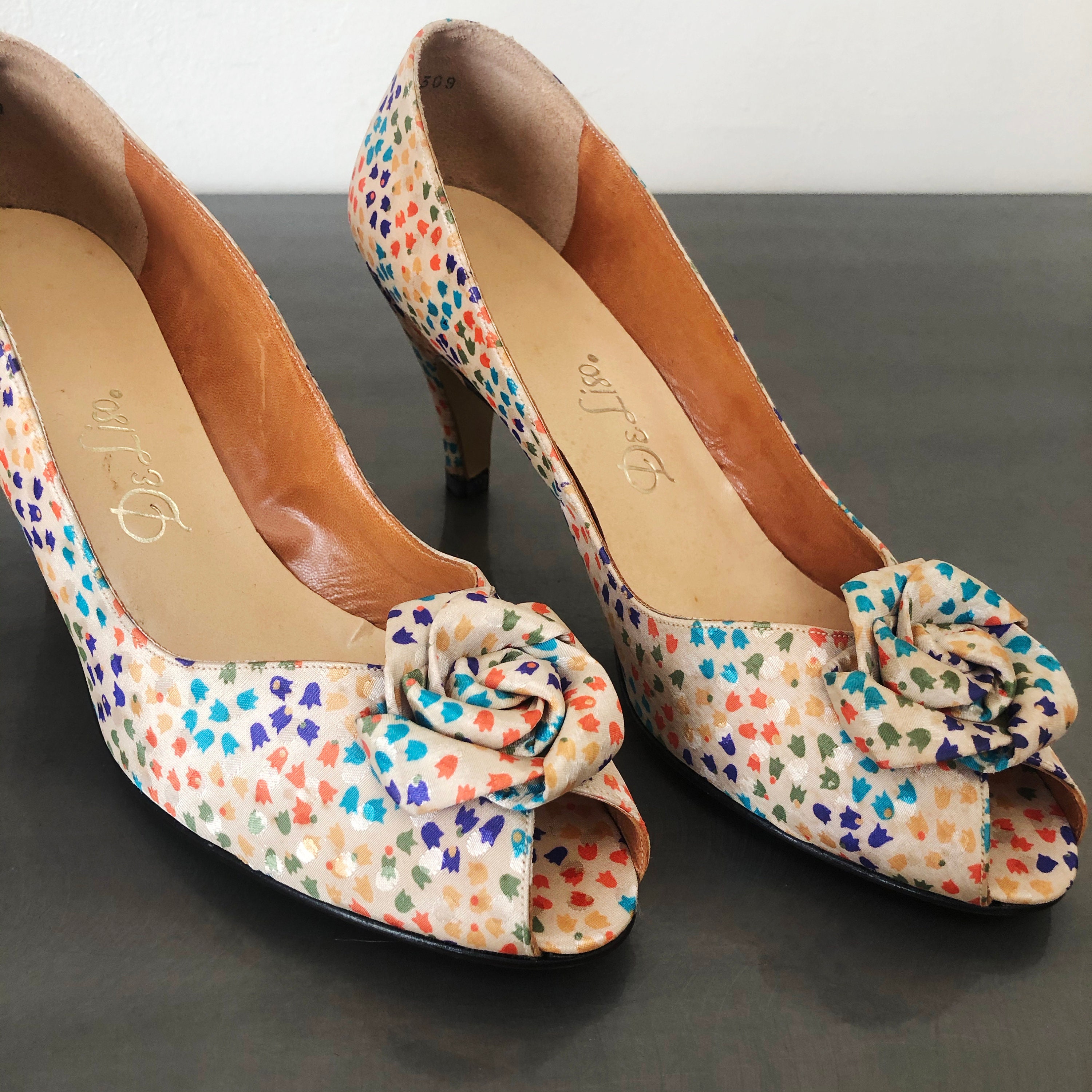 Vintage Rainbow Dot Pumps With Roses | Etsy