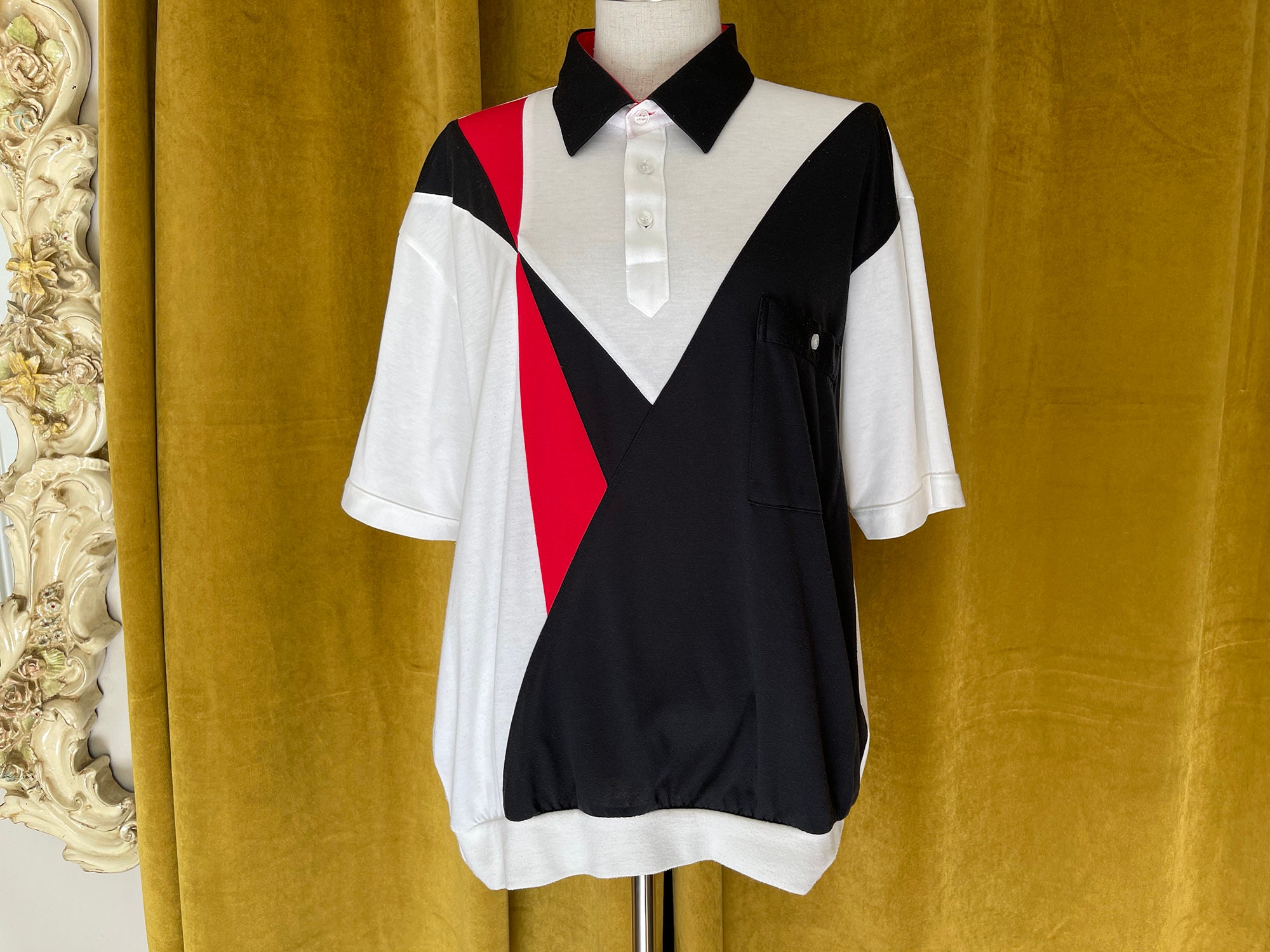 Vintage 80s Bowling Shirt // Retro 1980s White Red and Black - Etsy