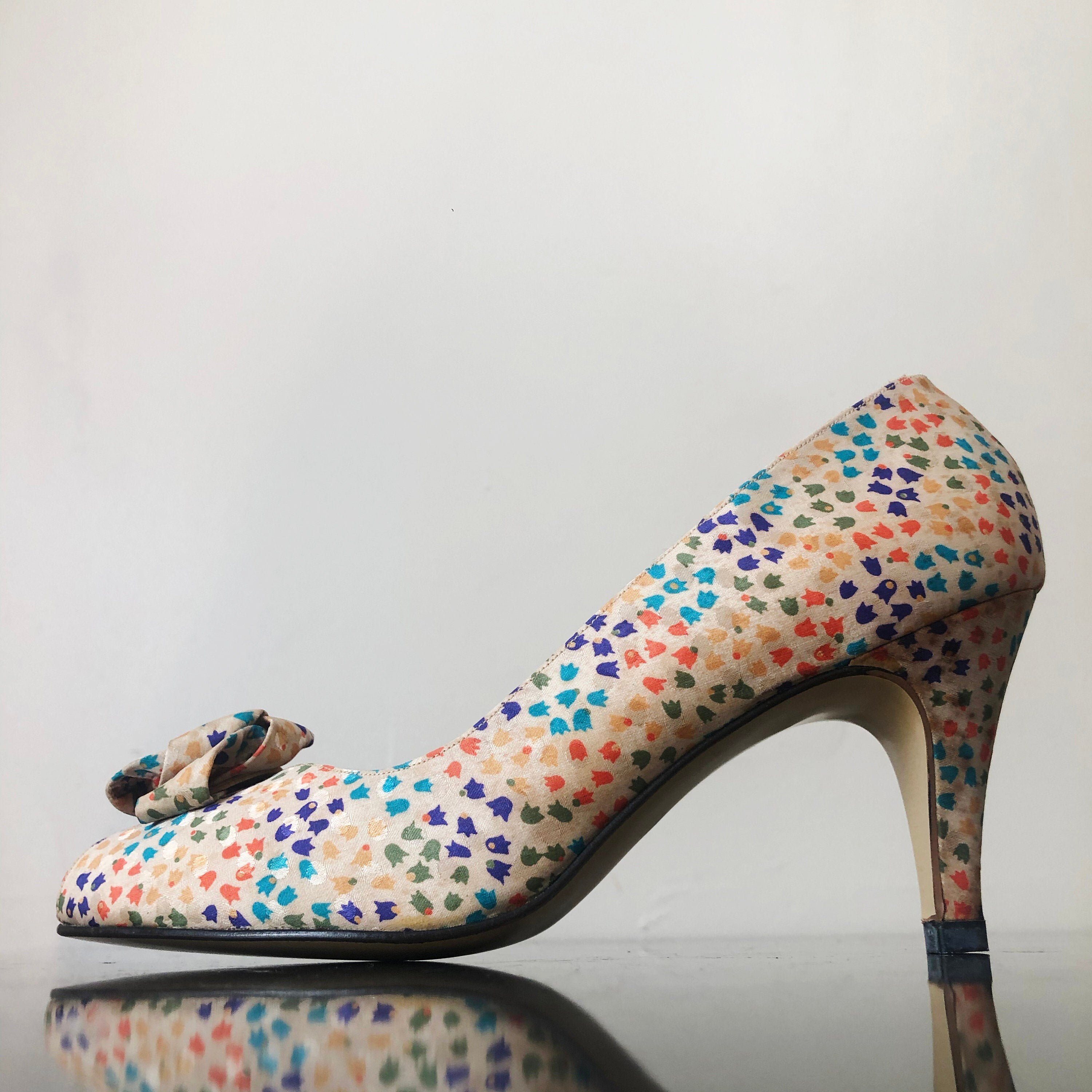 Vintage Rainbow Dot Pumps With Roses | Etsy