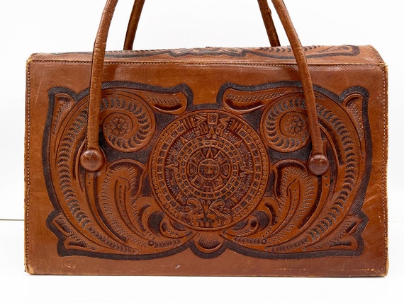 Vintage Brown Mexican Tooled Leather Purse // Retro W… - Gem Vintage Brown Mexican Tooled Leather Purse // Retro W… - Gem
