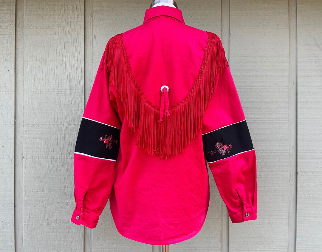 Vintage 80s Western Red & Black Fringe Cowboy Shirt 1980s - Etsy