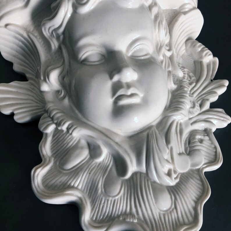 Vintage White Ceramic Cherub Wall Shelf - Etsy