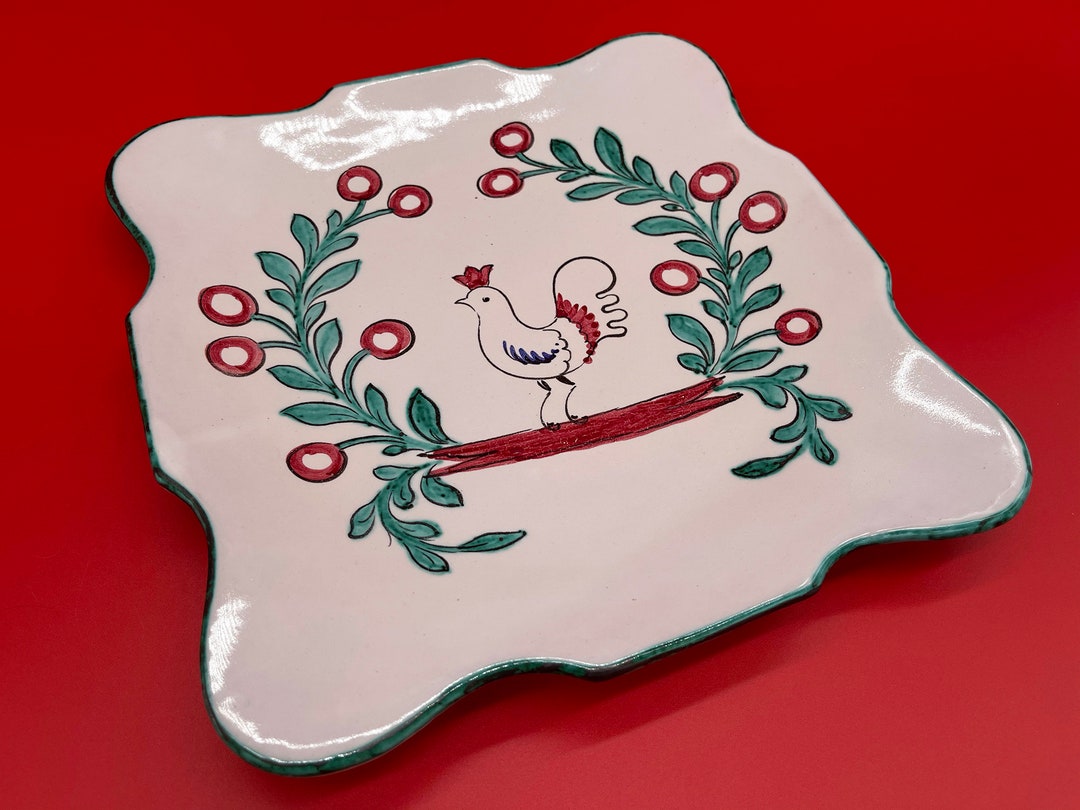 Vintage Italian Ceramic Chicken-rooster Plate // Retro Italy Platter ...