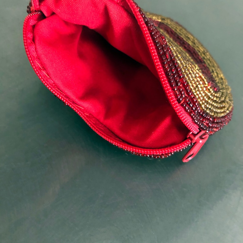 Vintage Beaded Red & Gold Heart Coinpurse - Etsy