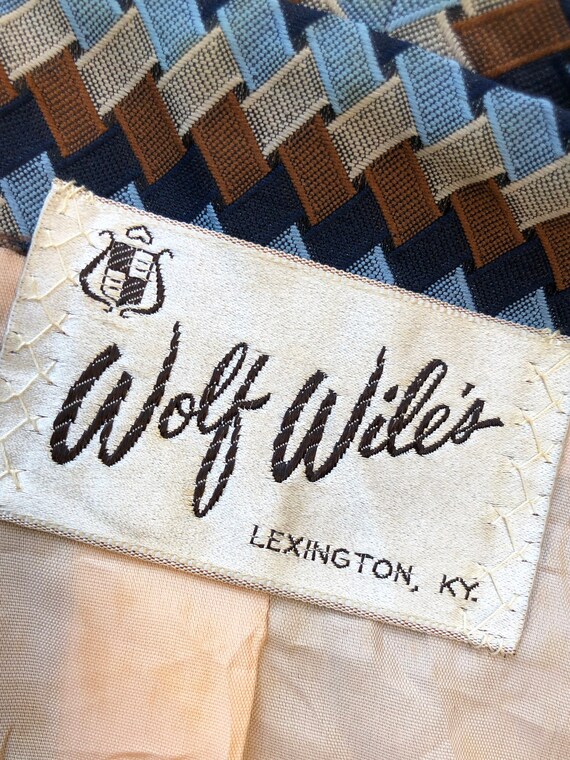 Vintage 1960s Wolf Wile's Blue And Brown Zigzag Jacke… - Gem