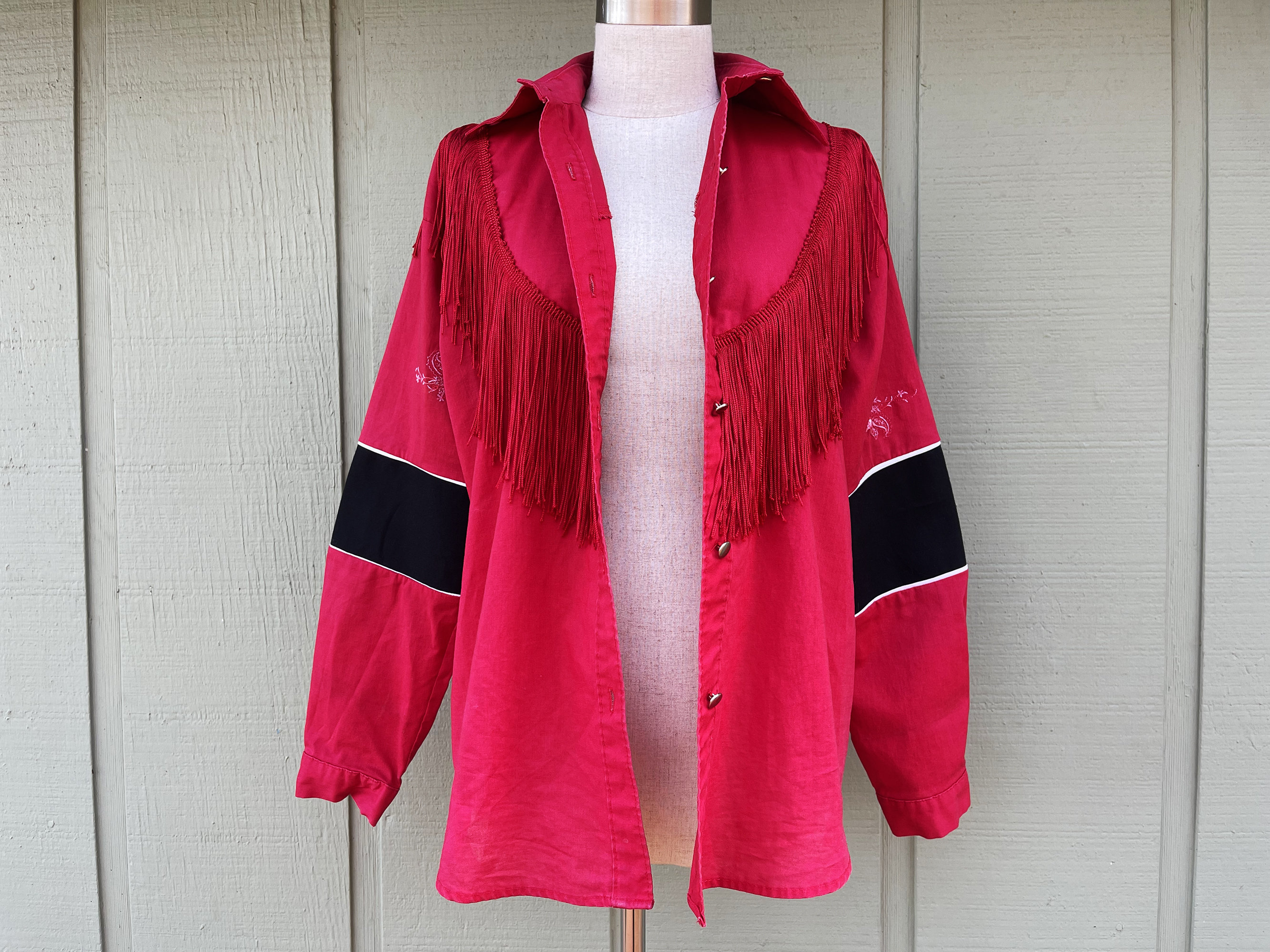Vintage 80s Western Red & Black Fringe Cowboy Shirt 1980s - Etsy