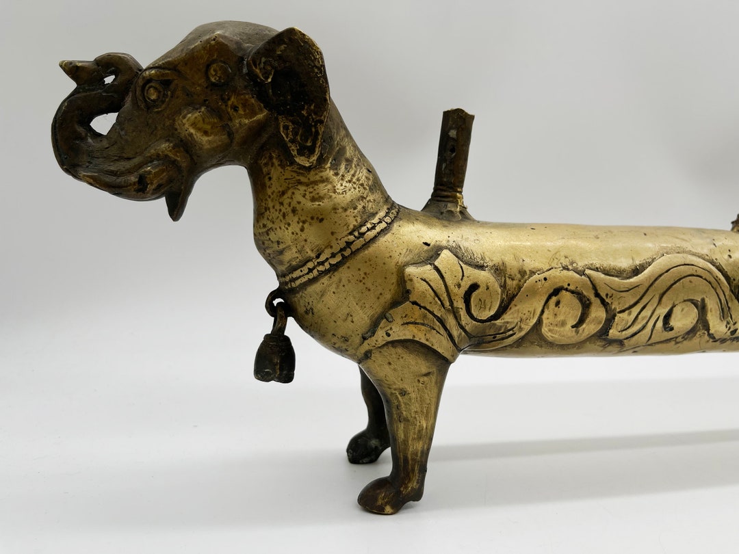 Vintage Brass Elephant Wiener-dog Dachshund Figure Sculpture Nepal Thai ...