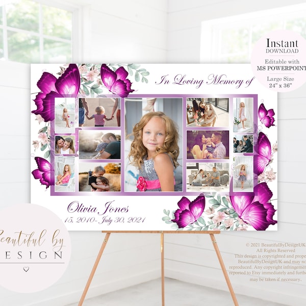 Purple Memorial Photo Collage - Etsy