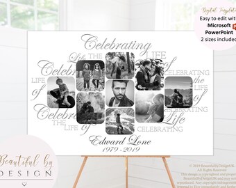 Calligraphy Memorial Photo Collage Template In Loving Memory | Etsy