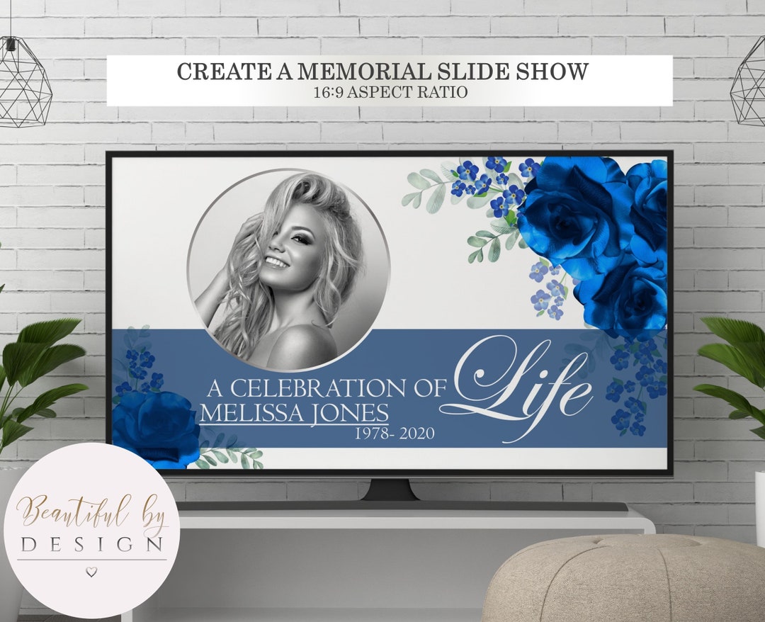 Blue Flowers Funeral Powerpoint Presentation, Funeral Slide Show ...
