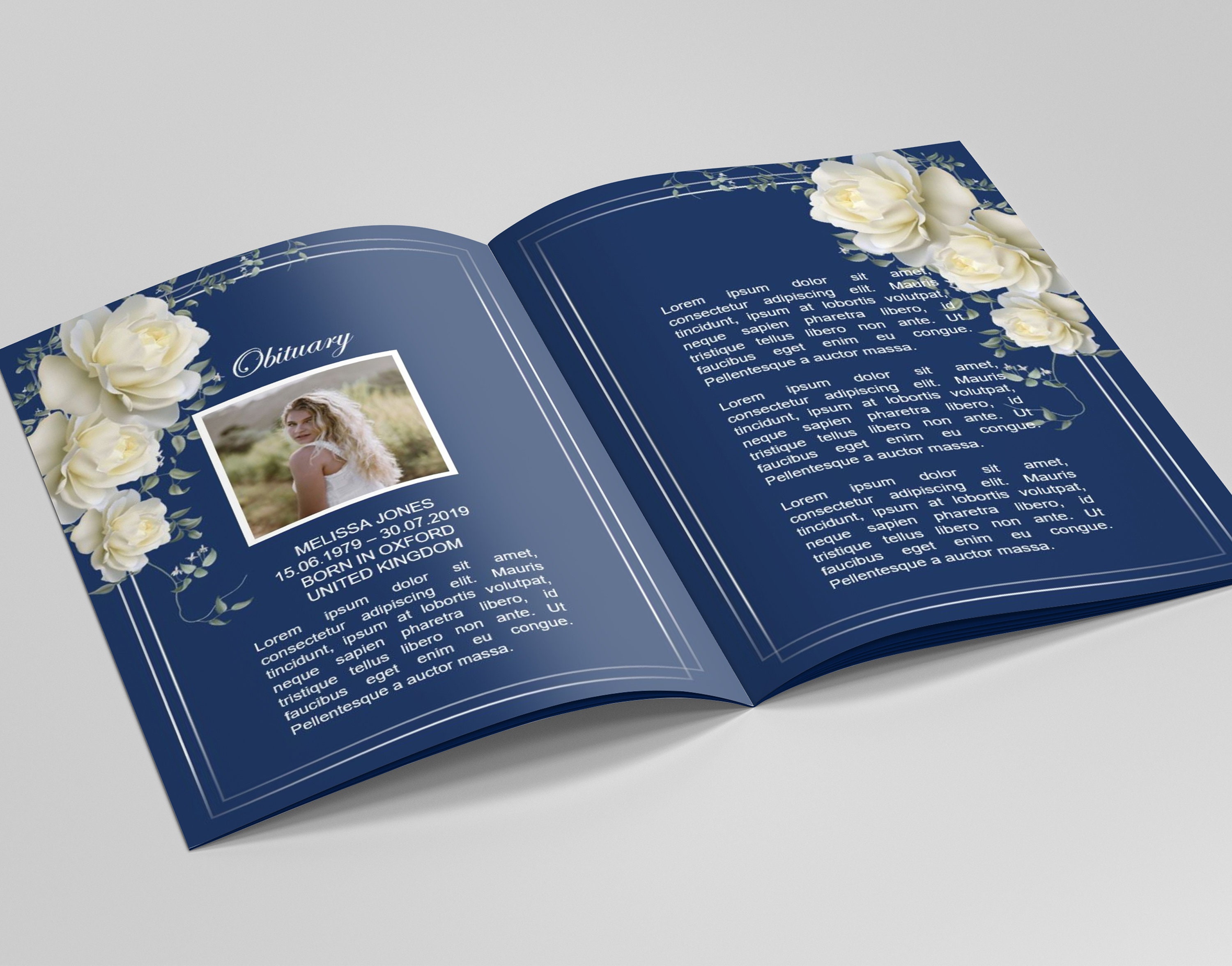 8 Page Elegant Navy Funeral Program Template Celebration of - Etsy