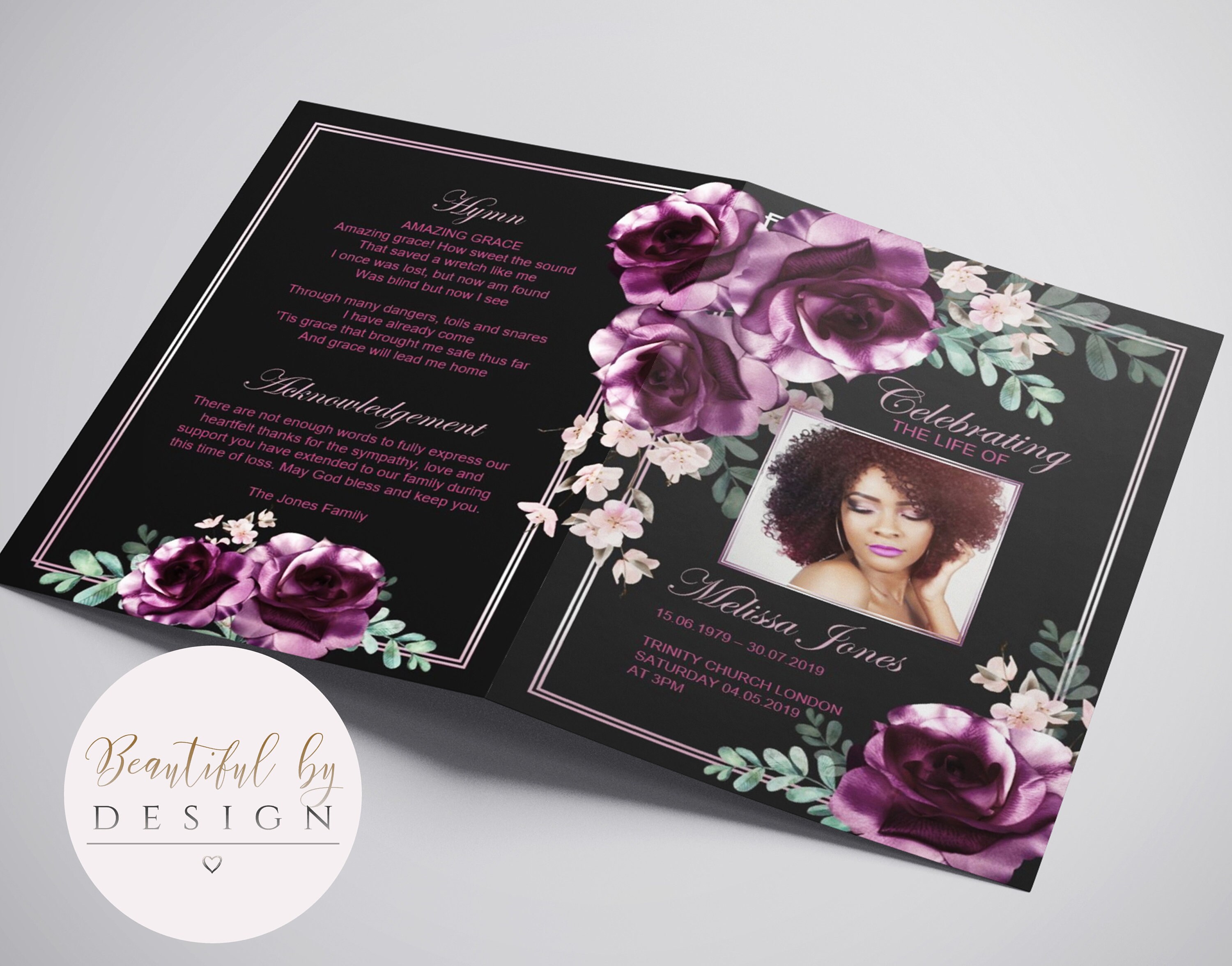 Purple Funeral Program Background