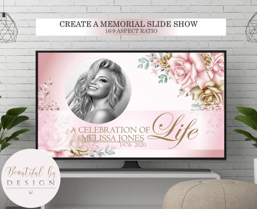 Gold and Rose Gold Powerpoint Presentation Template, Funeral Slide Show ...
