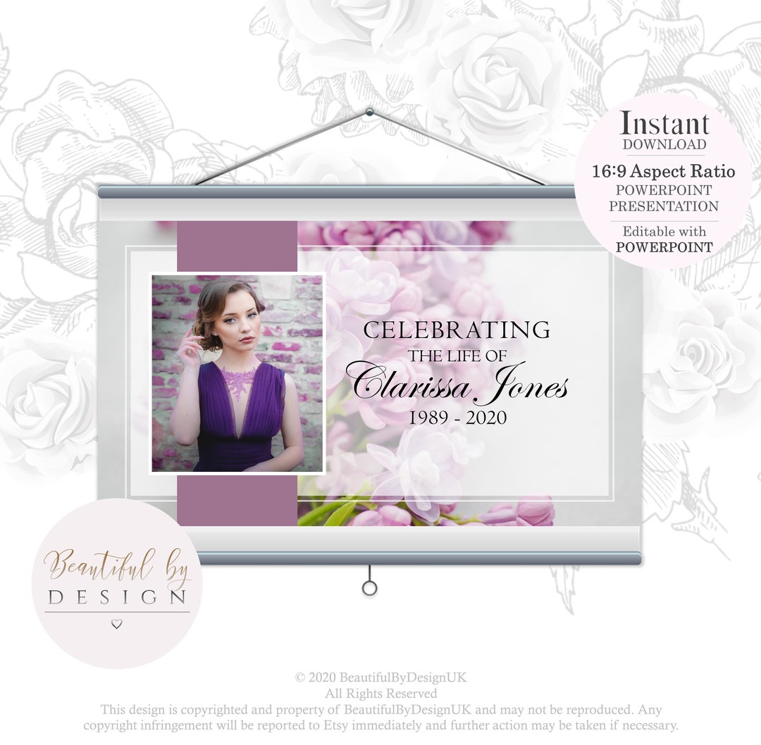 Purple Flower Funeral Powerpoint Presentation, Funeral Slide Show ...