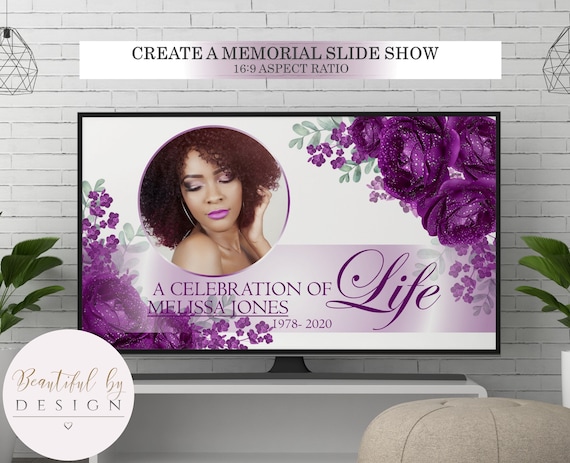 Powerpoint Presentation Template With Purple Flowers Funeral - Etsy
