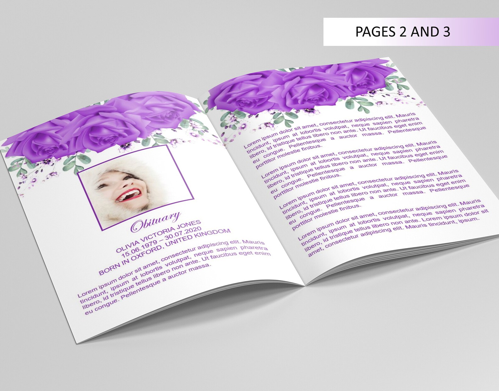 12 Page Lilac Flowers Funeral Program Template, Celebration of Life ...