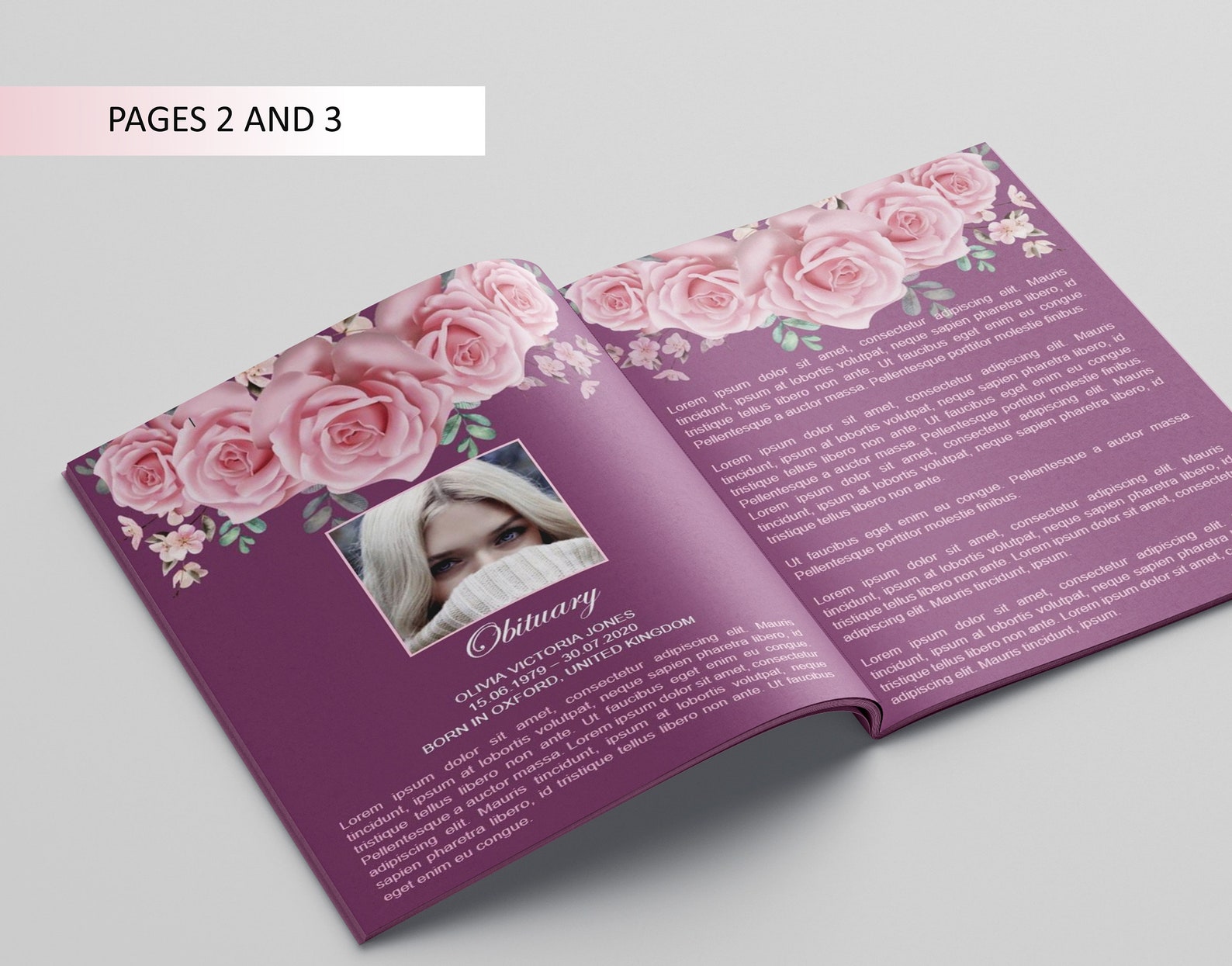 16 Page Pink Flowers Funeral Program Template Celebration of - Etsy UK