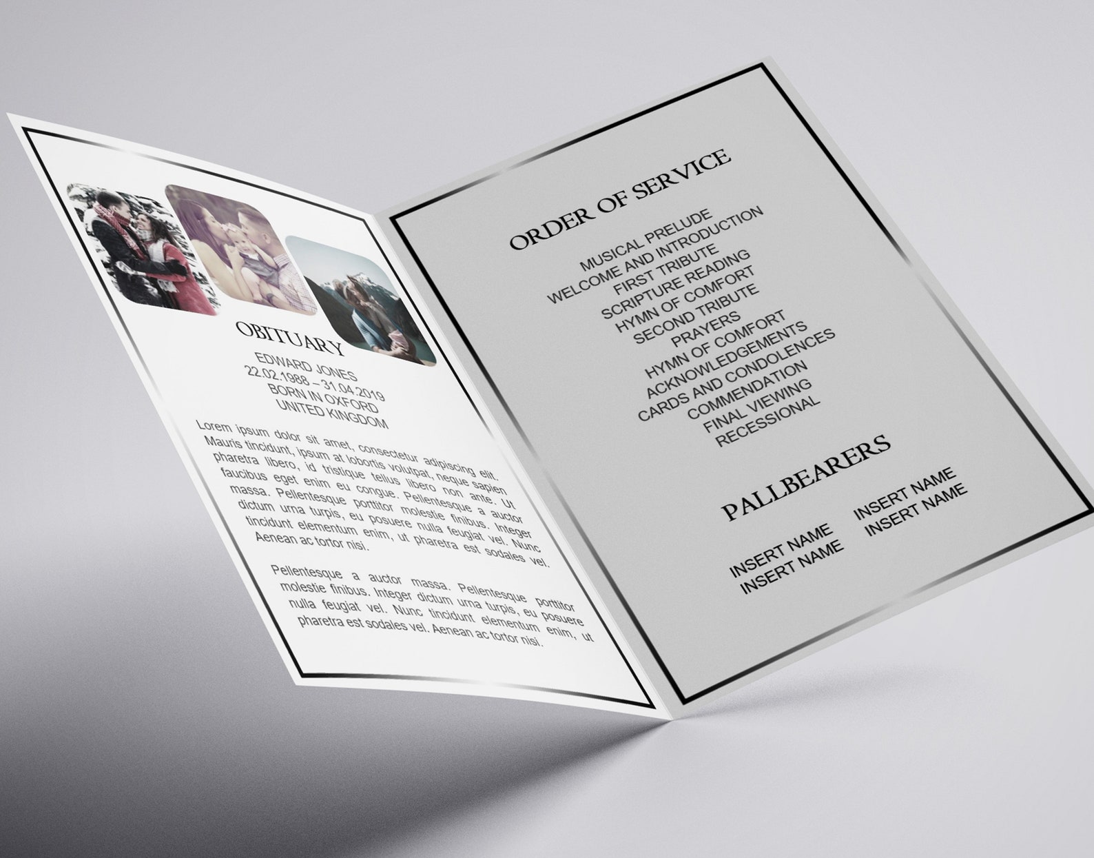 Funeral Program Template Memorial Program Template for Men | Etsy