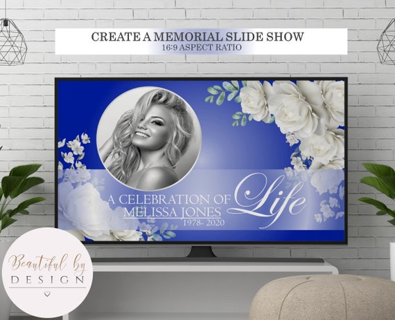 White Roses Royal Blue Background Powerpoint Presentation - Etsy