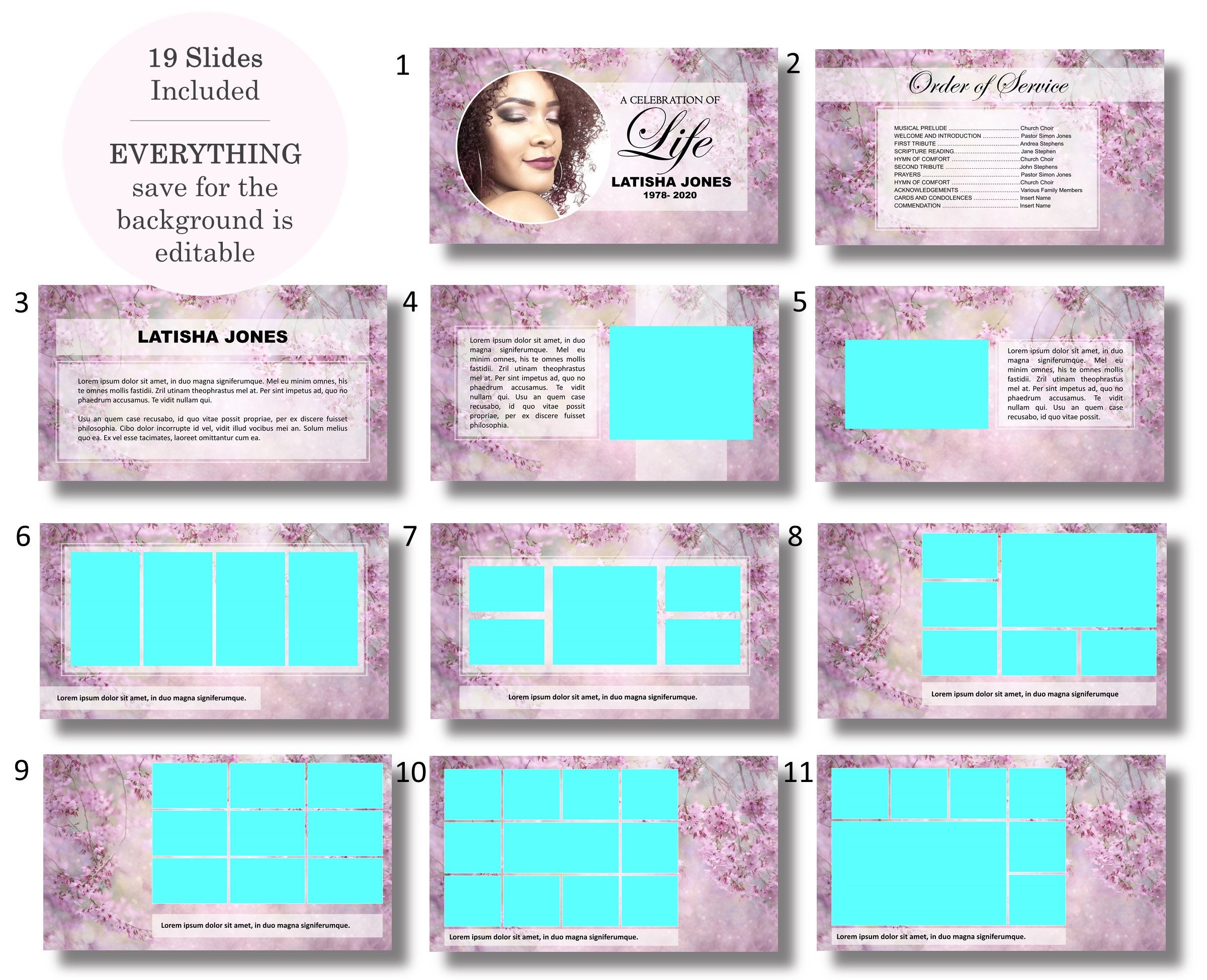 Pink and Purple Blossom Funeral Powerpoint Presentation - Etsy