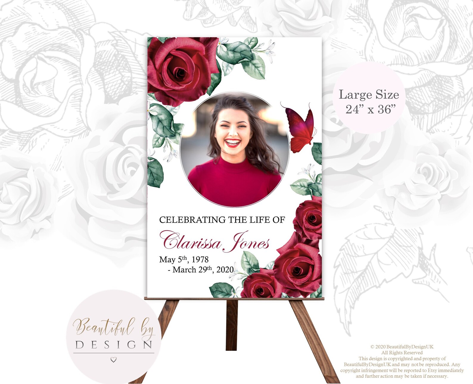 Funeral Welcome Sign Template and Keepsake Green flowers and | Etsy