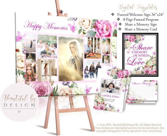 Funeral Design Bundle: Memorial Photo Collage 8 Page Funeral | Etsy