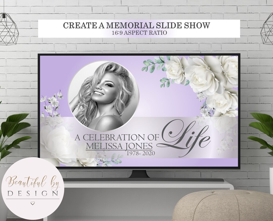 White Roses on Lilac Background Funeral Powerpoint Presentation ...