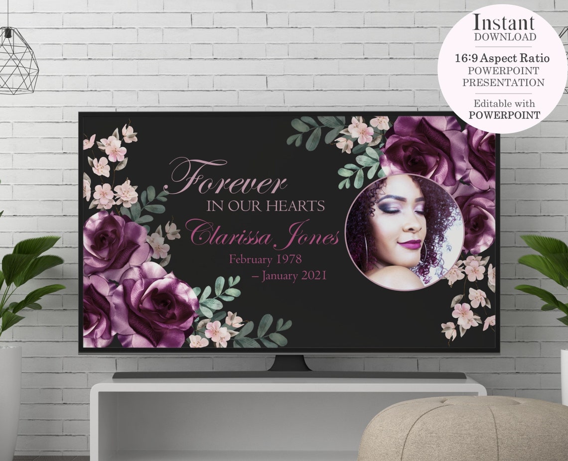 Purple Flowers Funeral Powerpoint Presentation, Funeral Slide Show ...