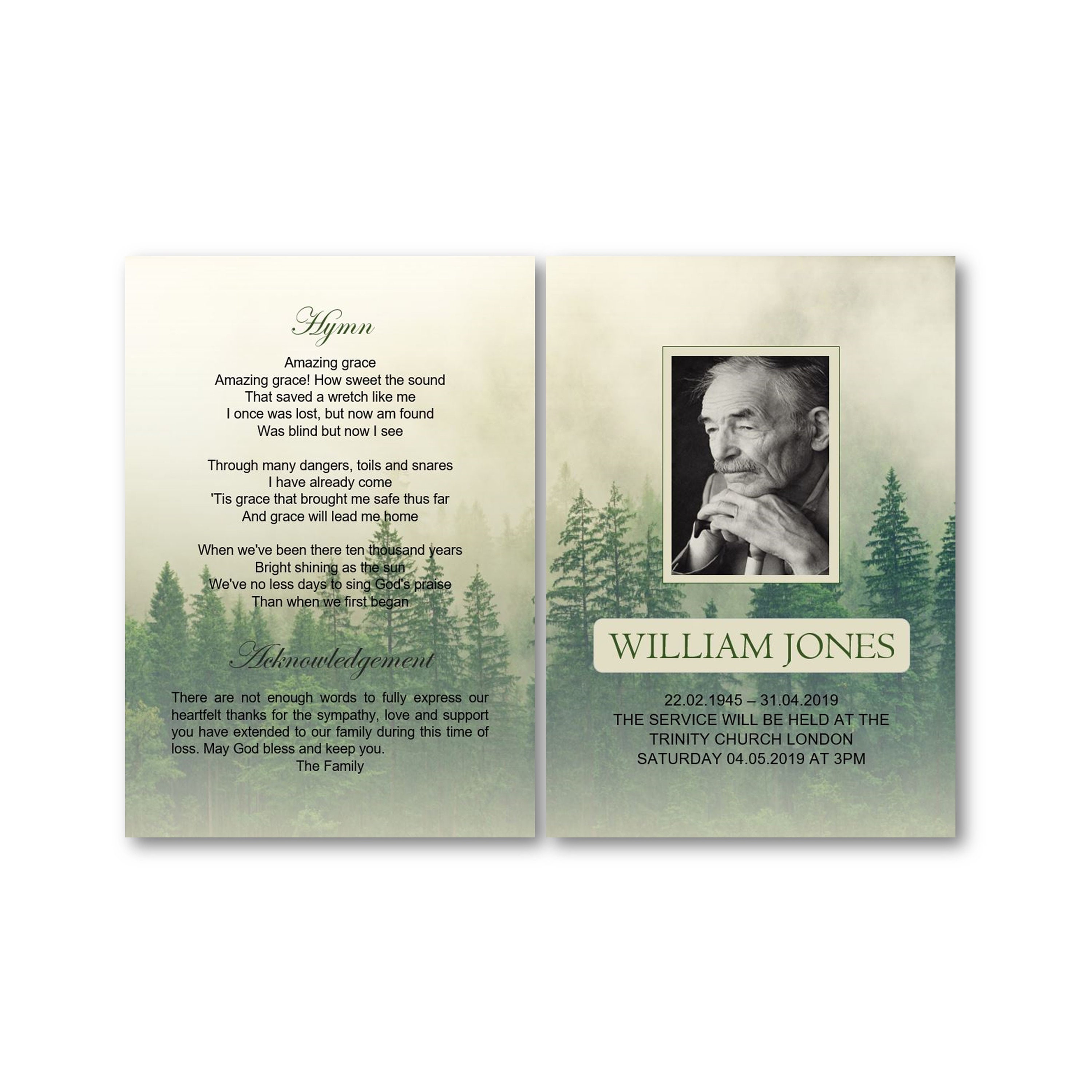 Forest Memorial Photo Collage Template and 4 Page Funeral | Etsy