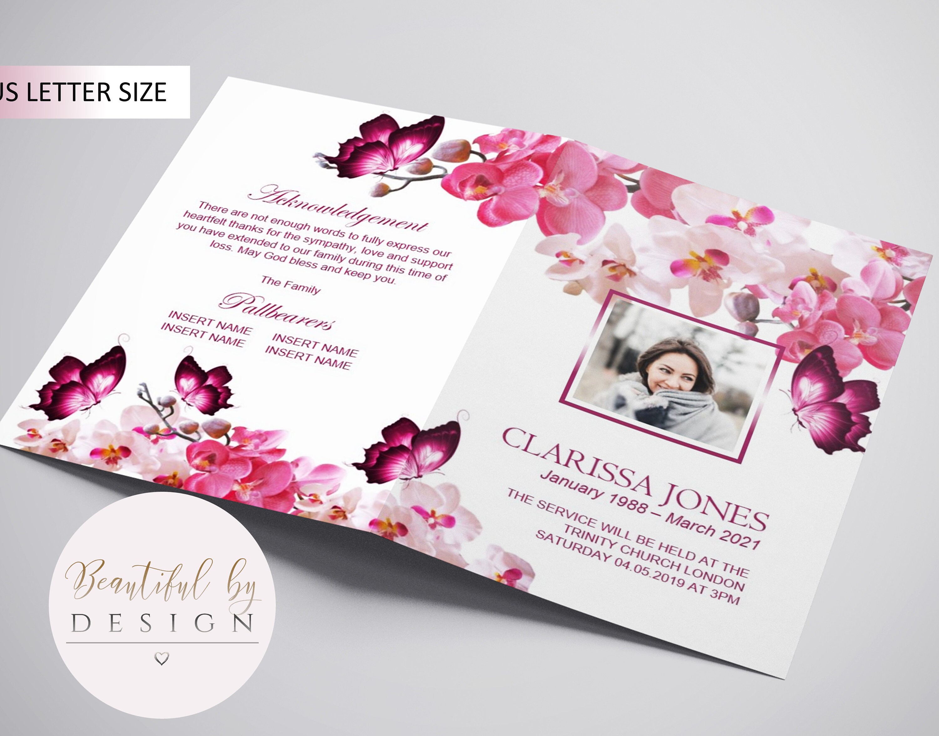 4 Page Floral Funeral Program Template for Women Celebration - Etsy