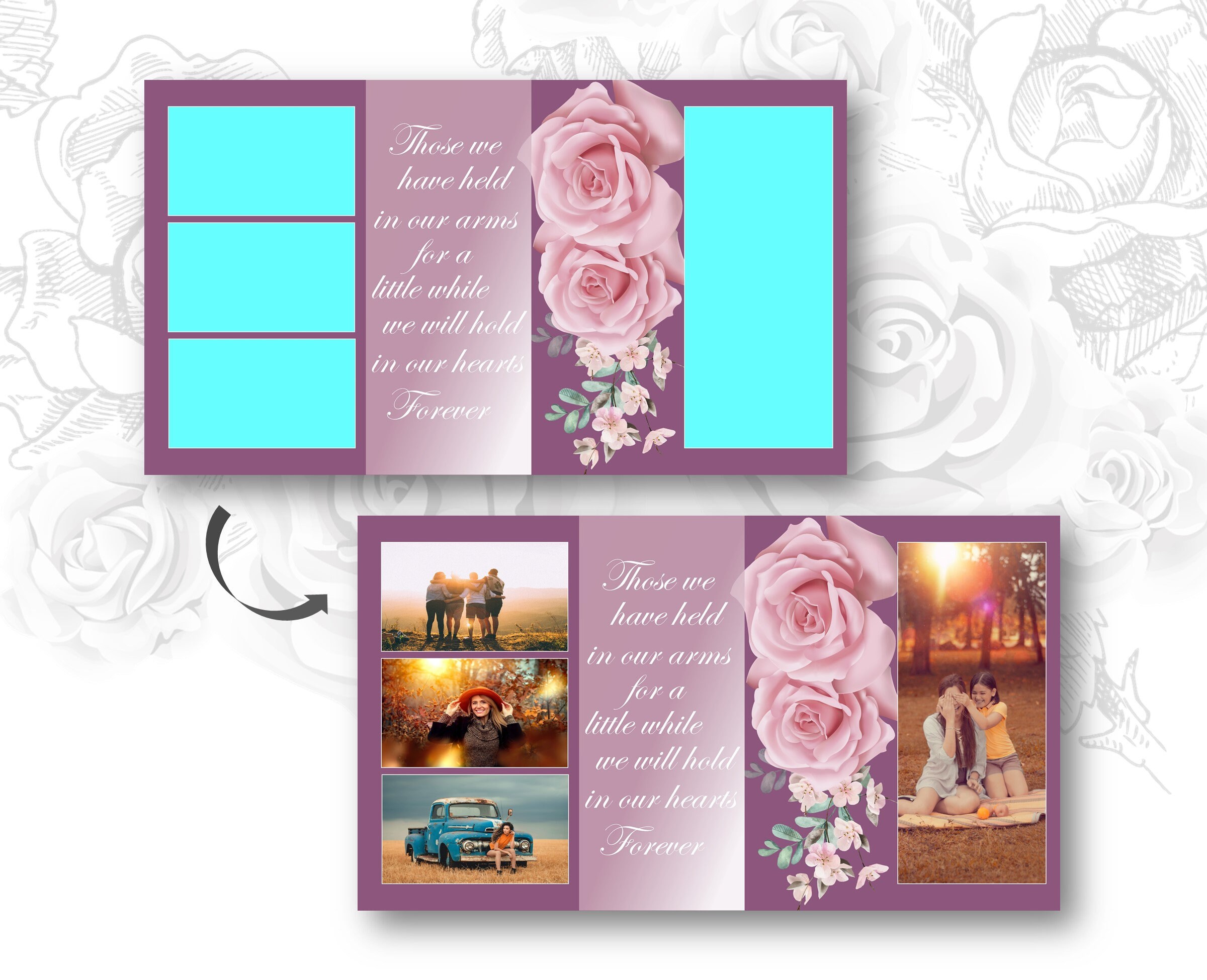 Powerpoint Presentation Template With Pink Flowers Funeral - Etsy