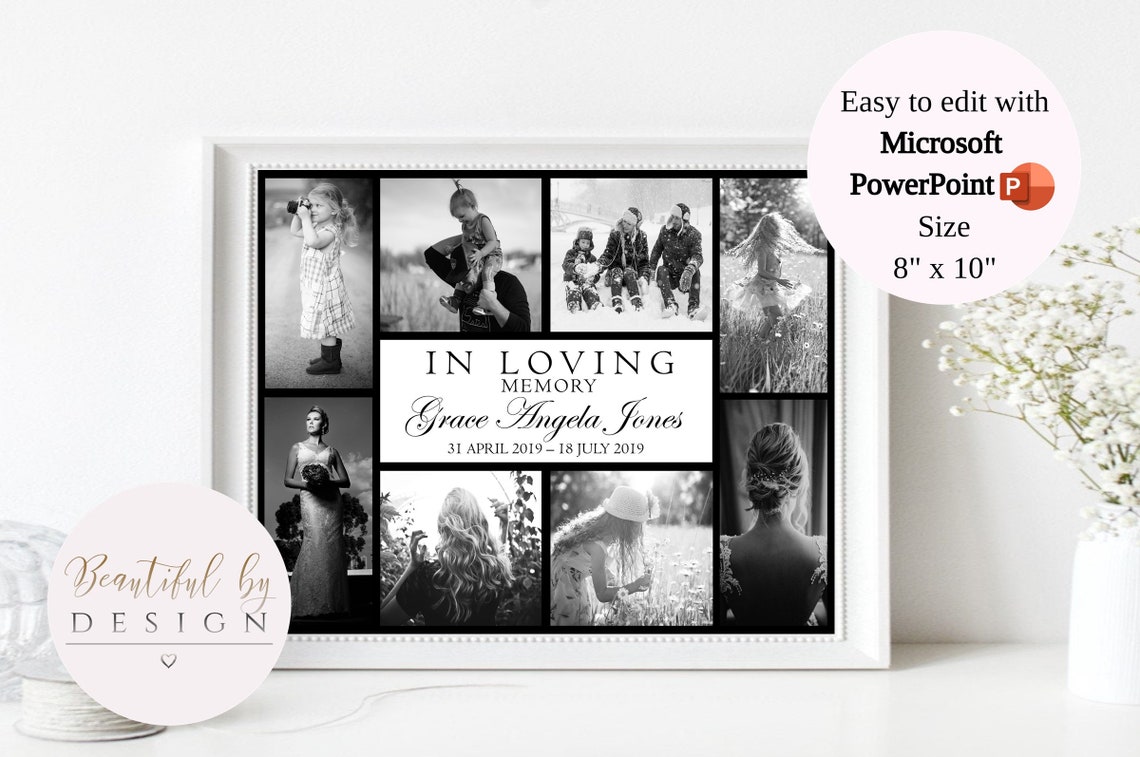 Memorial Photo Collage Template in Two Sizes Large Memorial | Etsy
