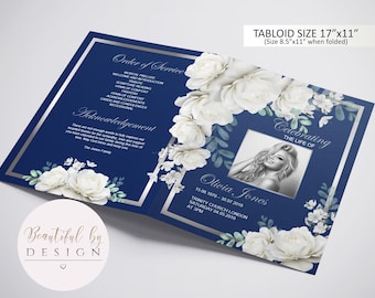 Blue Funeral Program - Etsy