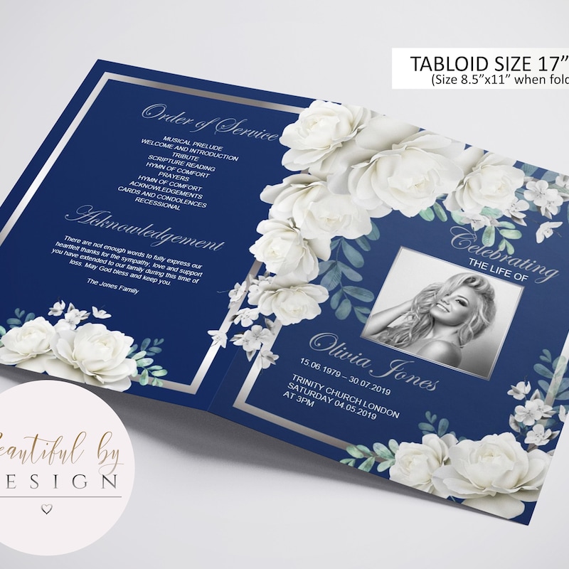 Blue Funeral Template - Etsy