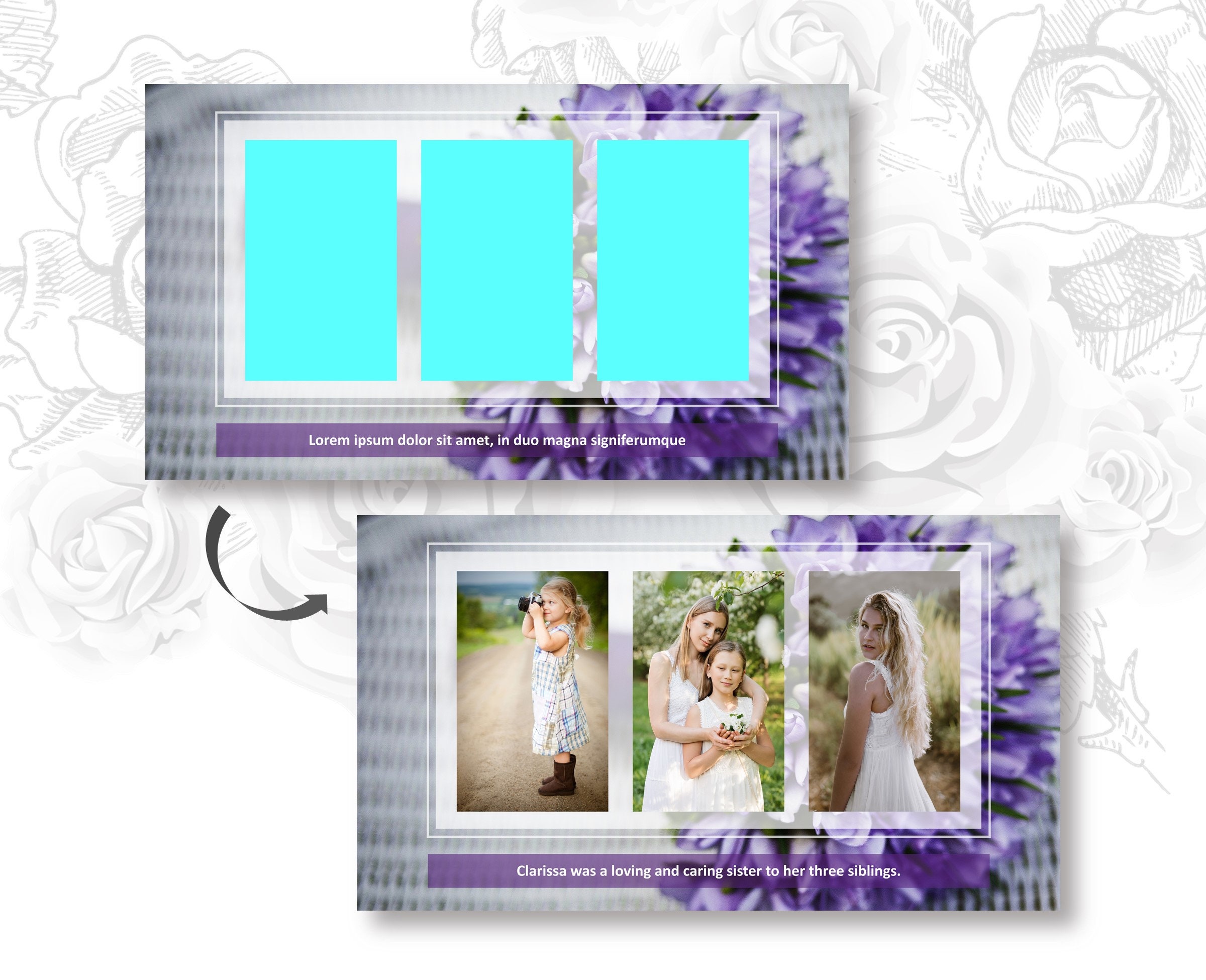 Purple Bouquet of Flowers Funeral Powerpoint Presentation | Etsy