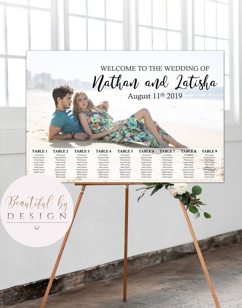 Photo Wedding Seating Chart template editable with PowerPoint | Etsy