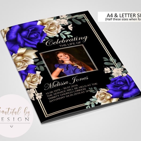 Royal Blue and Gold Program Template - Etsy