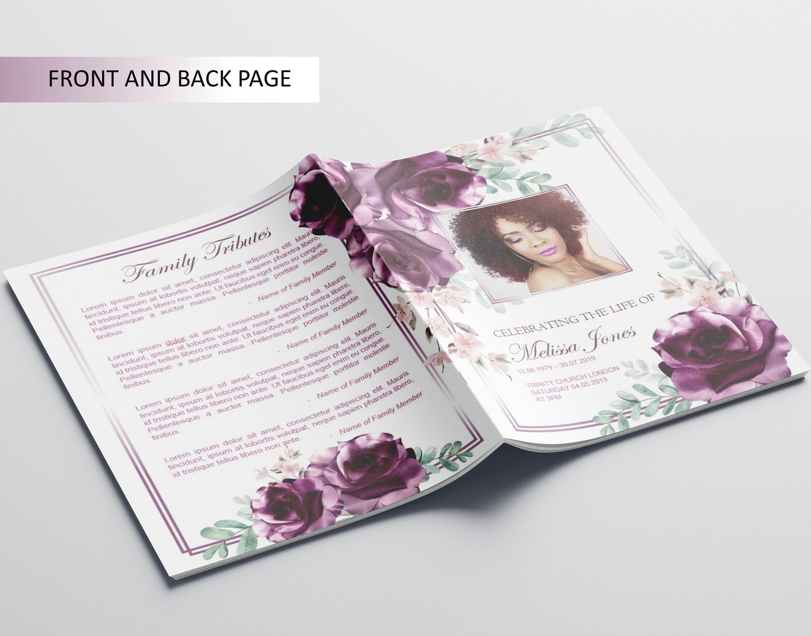 8 Page Purple Funeral Program Template in Tabloid Size - Etsy