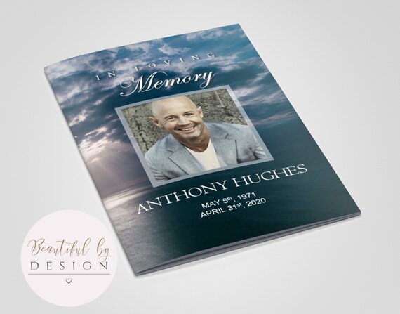 8 Page Sunset Funeral Program Template for Men Celebration of | Etsy