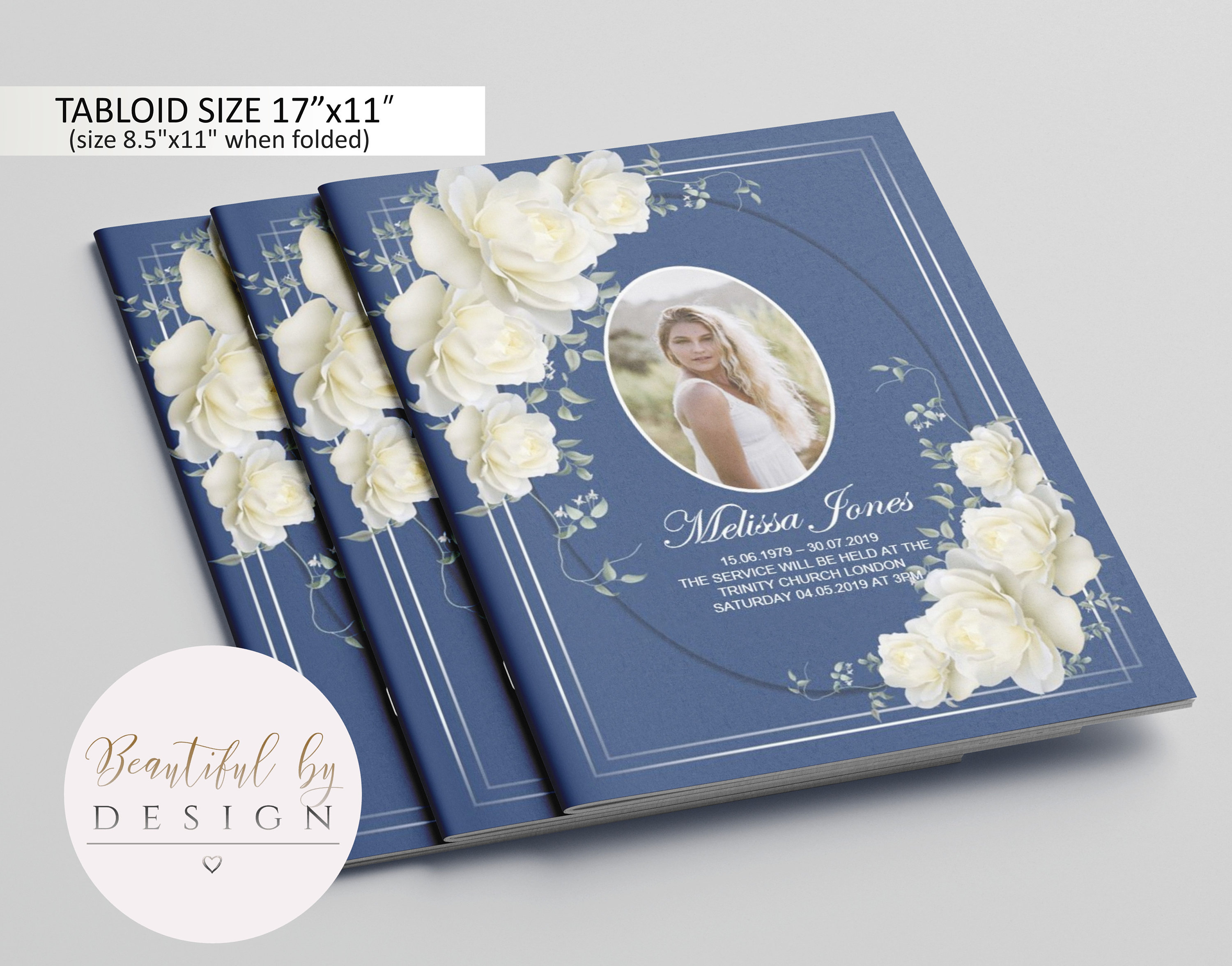 8 Page Elegant Navy Funeral Program Template Celebration of - Etsy