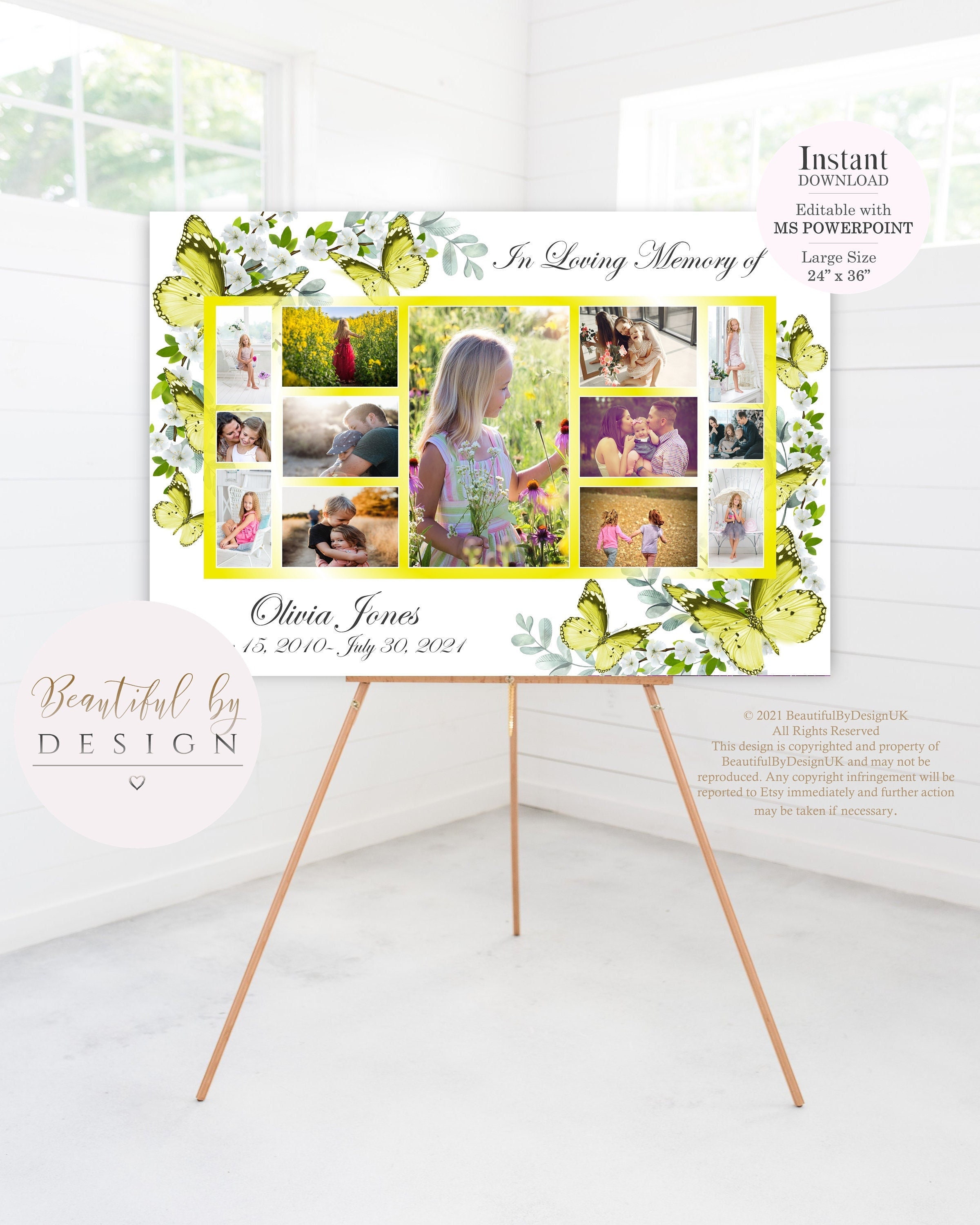 Butterflies Memorial Photo Collage Template Large Memorial | Etsy