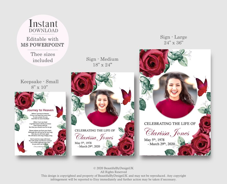 Funeral Welcome Sign Template and Keepsake Green flowers and | Etsy