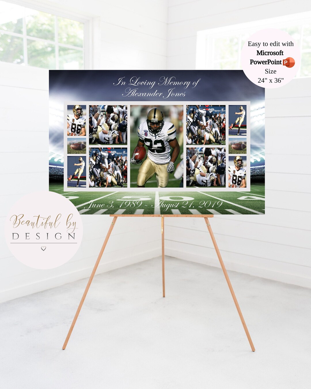 Football/soccer Memorial Photo Collage Template for Men, Large Memorial ...