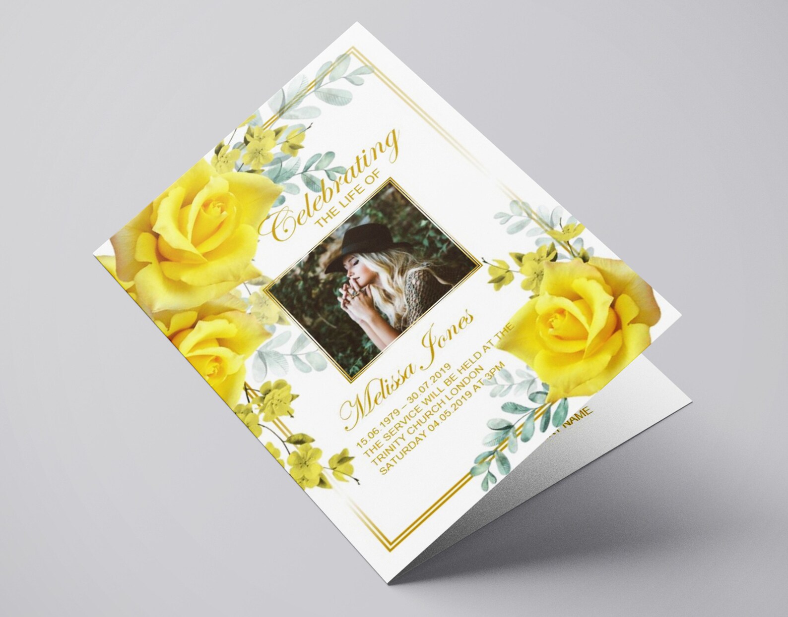 4 Page Yellow Flower Funeral Program Template Celebration of | Etsy
