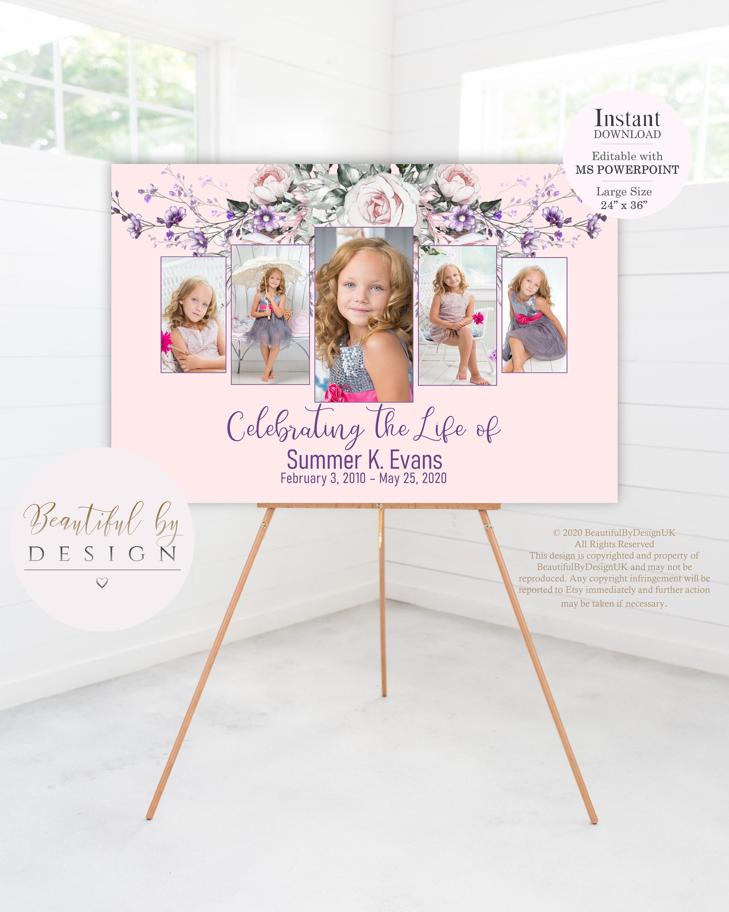 Floral Memorial Photo Collage Template for Children Large | Etsy