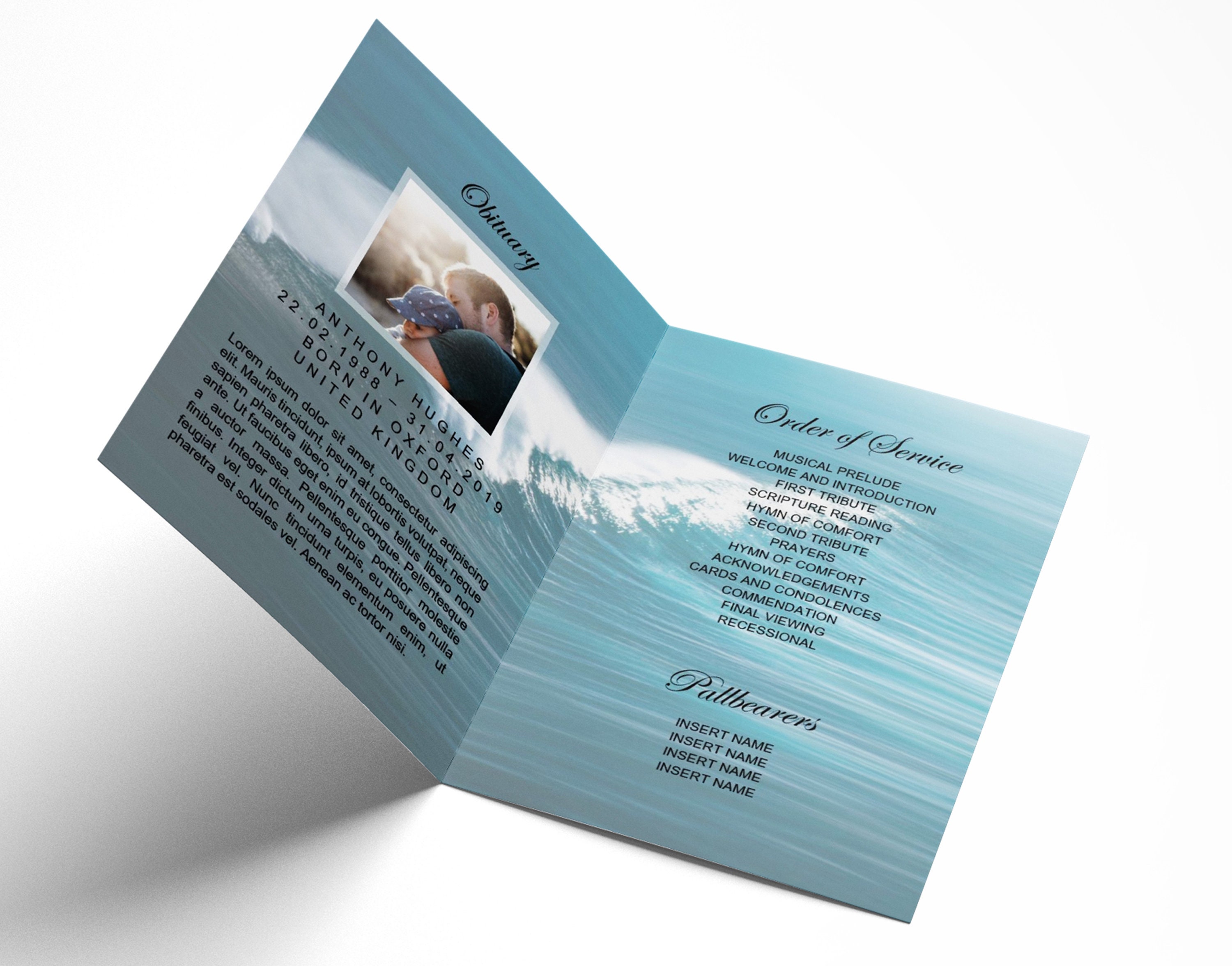 4 Page Ocean Funeral Program Template for Men Celebration of - Etsy